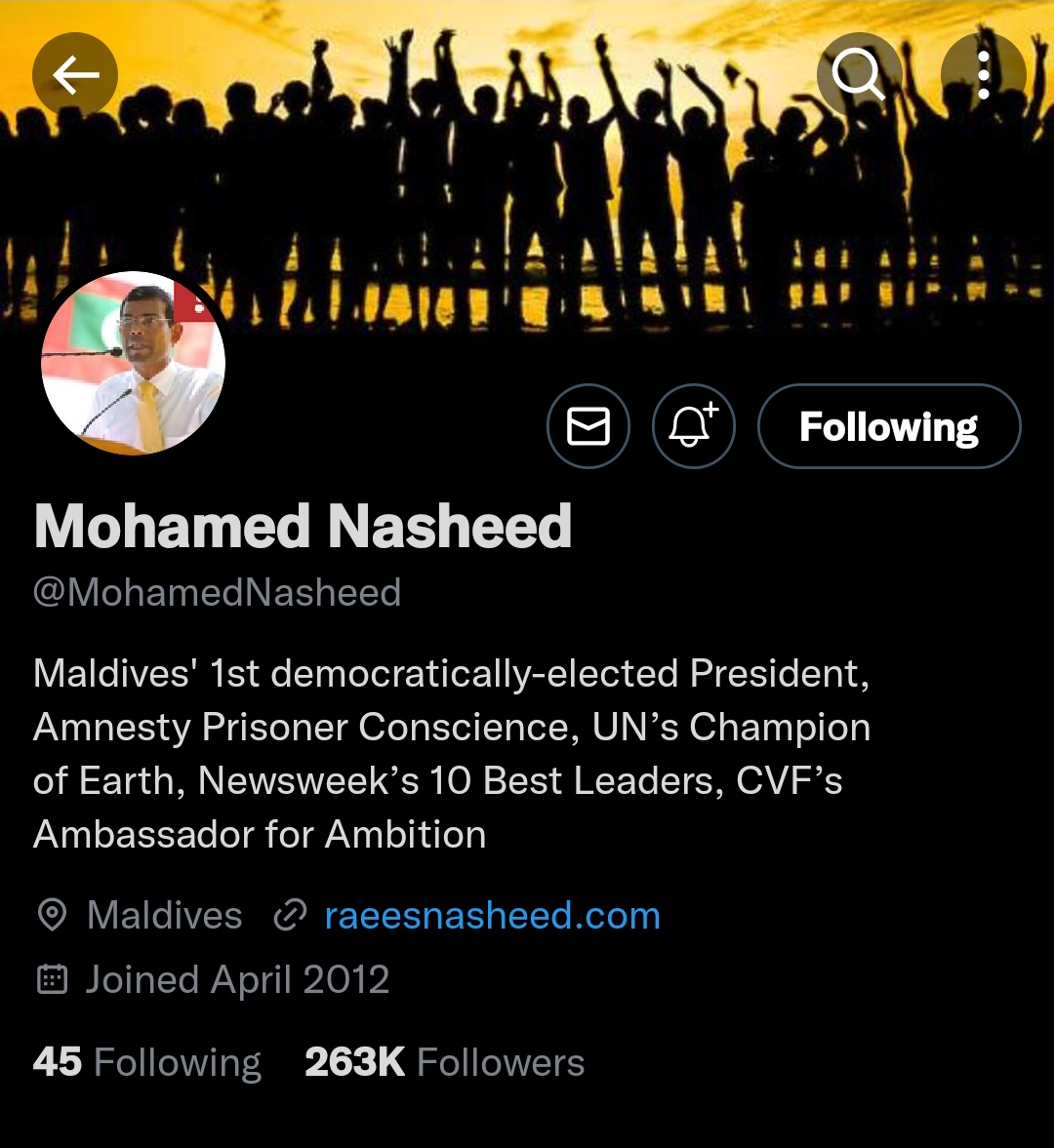 Hassan Kurusee on Twitter: "How’s the no confidence vote going against you? @Aishath_Iyadh 🌸"