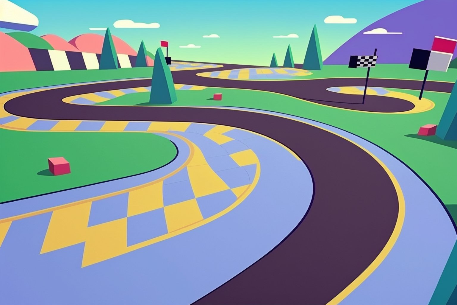 Large Track Roads Cartoon