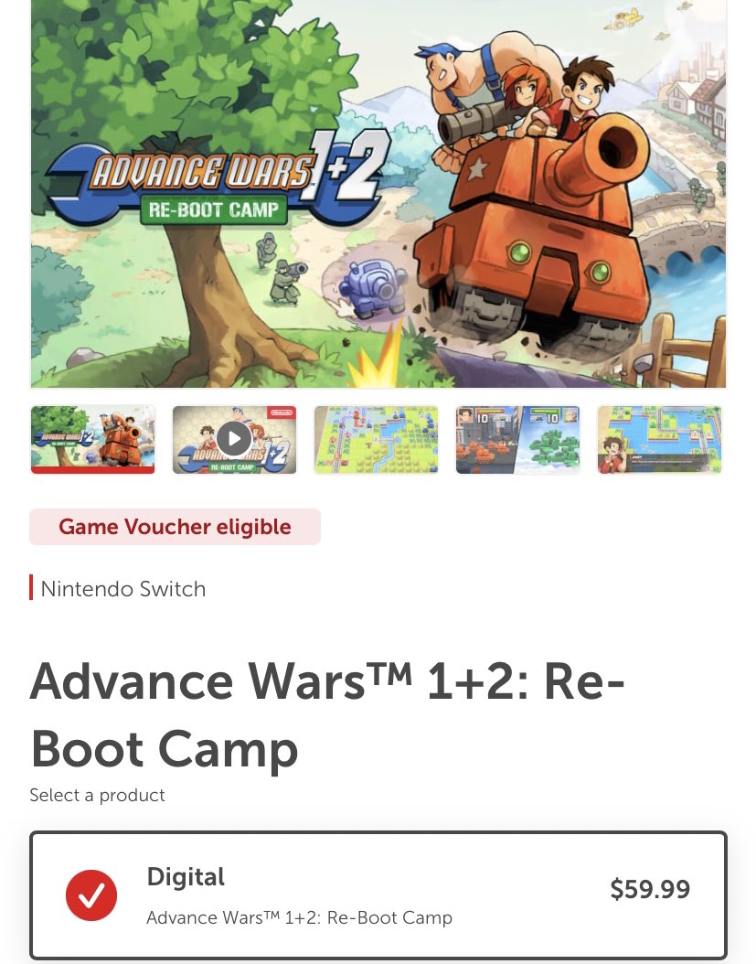 Cheaper than a year of Feh Pass on Twitter: "A copy of Advance Wars 1+2 Re-Boot Camp is cheaper ...