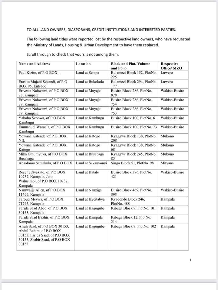 Ministry Of Lands Housing And Urban Development On Twitter The List