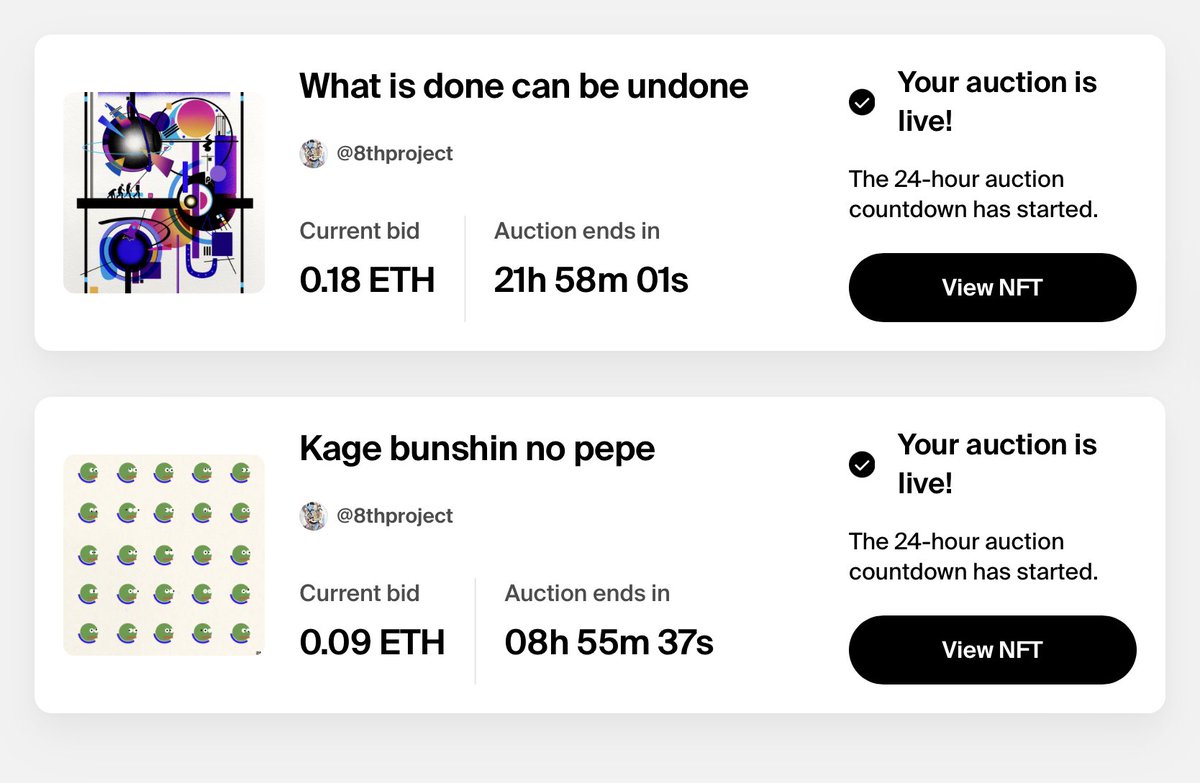 𝟖𝐓𝐇 𝐏𝐑𝐎𝐉𝐄𝐂𝐓 on Twitter: "Just an artist with 2 ongoing auctions.👀"