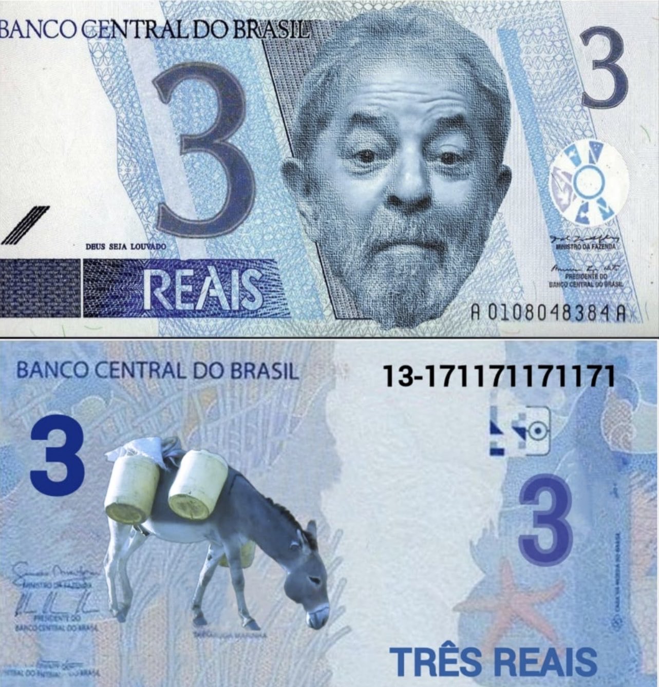 Nota De 3 Reais Notas De Três Reais Banzeiros