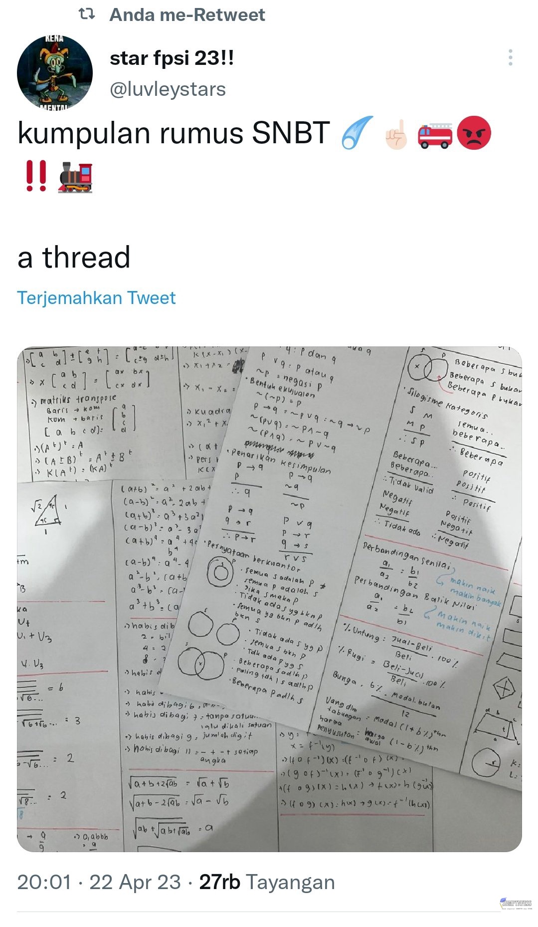 BURUANN CEK PINNED!!— SBMPTNFESS on Twitter: "🎓 siapapun yg punya catetan dan rumus kek gitu ...