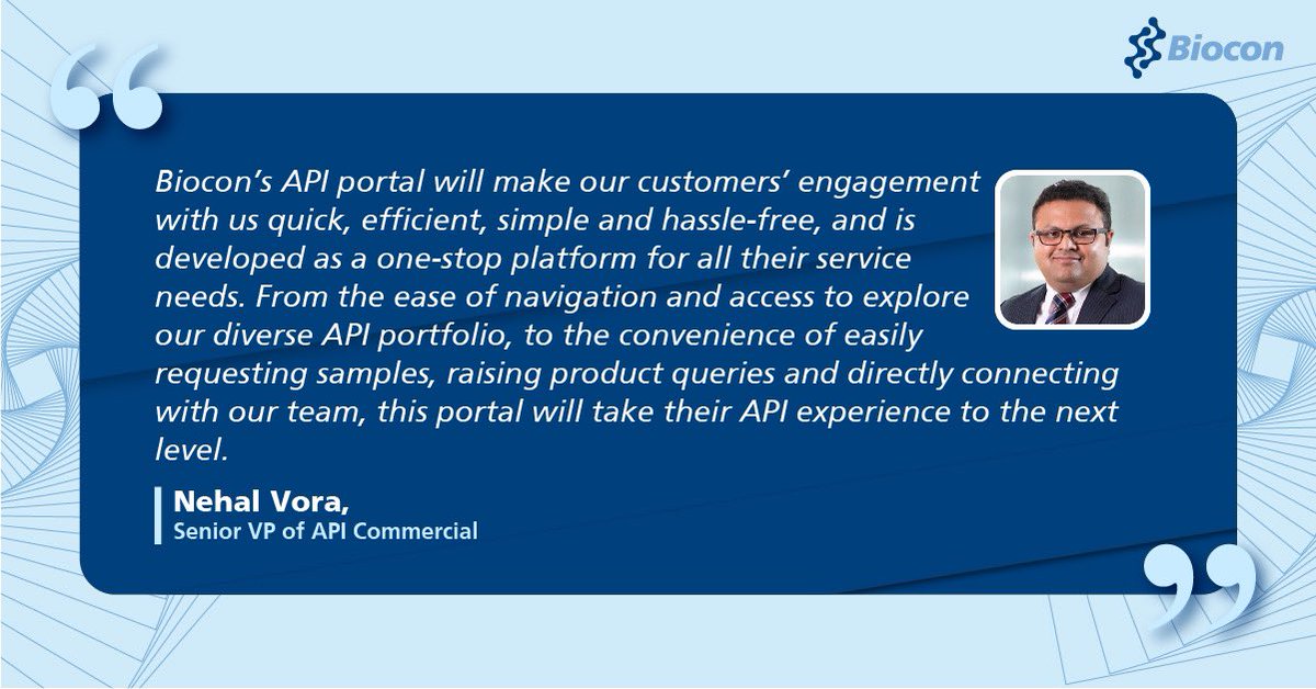 Biocon on Twitter: "Almost a month after its launch, #Biocon’s #API portal continues to see ...