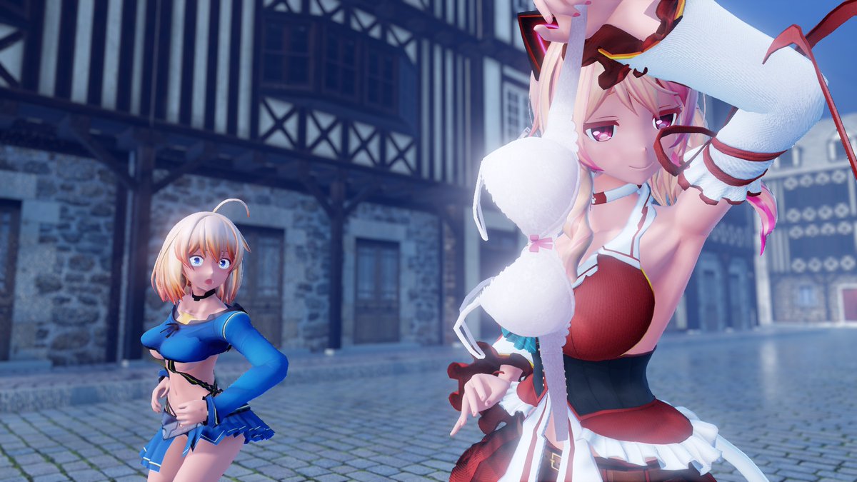 EverMilk（エバミルク） on Twitter: "RT @KN_MMD: ふぃー、ちょっと休憩。 個人的に今回の差分で一番気に入ってるブラ抜きシーン。もちのドヤ顔とりこのビックリした顔 ...