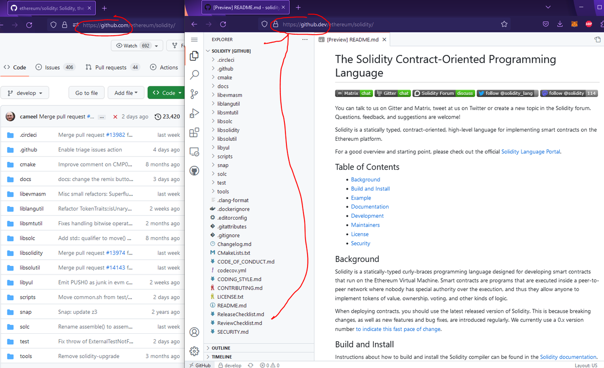 P.M on Twitter: "👉UX tip: Using GitHub web IDEs👈 If you are looking at a GitHub repository ...