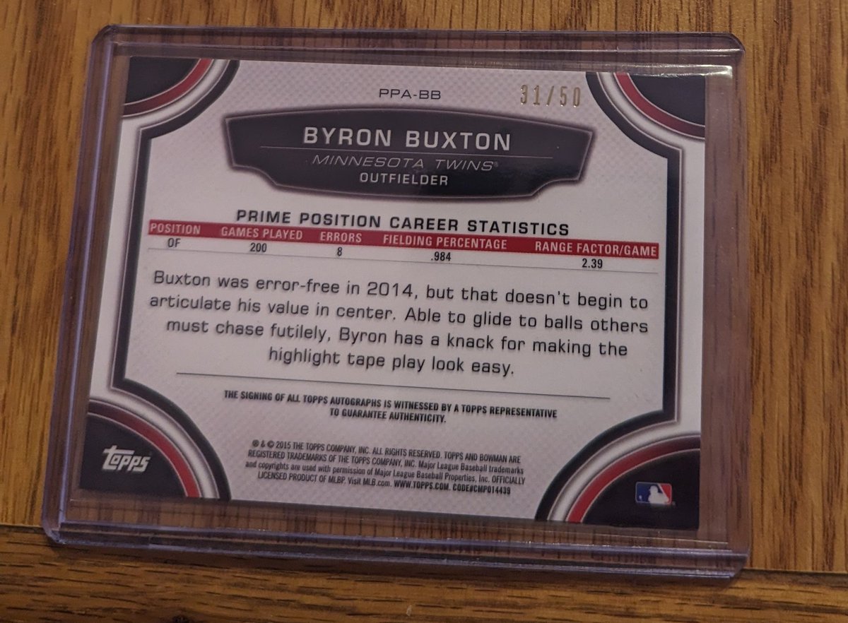 Spinksfan23 on Twitter: "Byron Buxton Bowman Chrome Prime Positions Gold Auto /50: $85"
