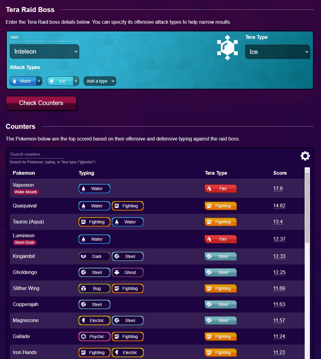 PvPoke.com on Twitter: "Fire Tera Vaporeon could be promising for the upcoming Inteleon. Water ...