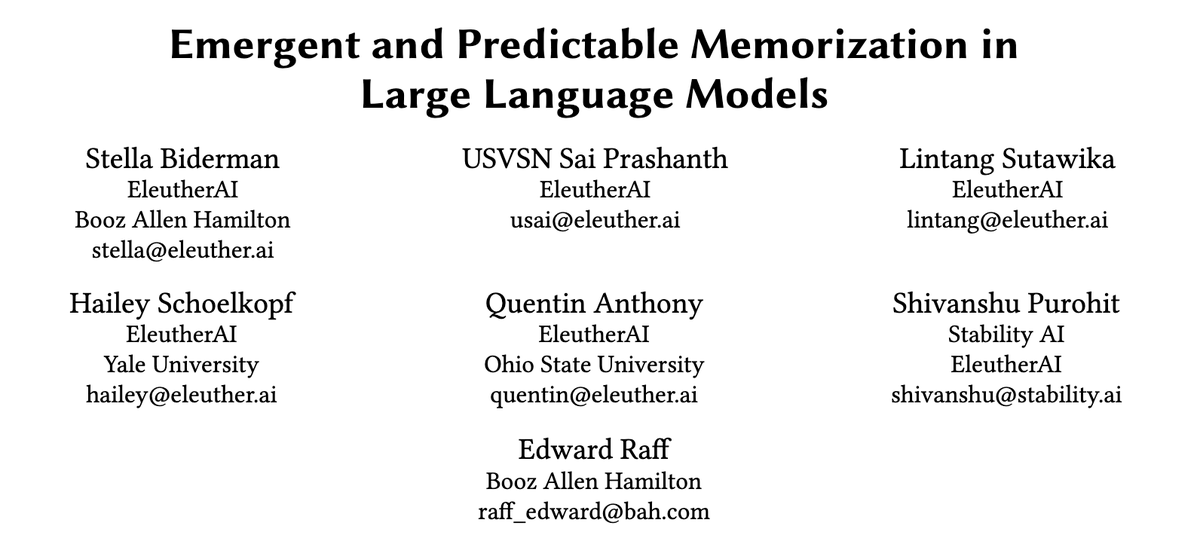 Stella Rose Biderman on Twitter: "Not all memorization in LLMs is created equal. Some strings ...