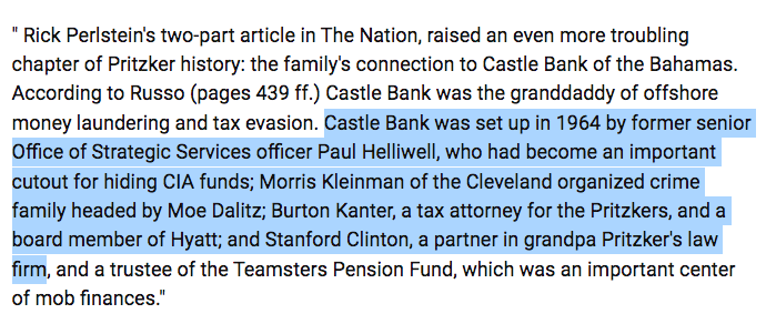 Castle Bank, founded by the Pritzker crime family and the CIA funded ...