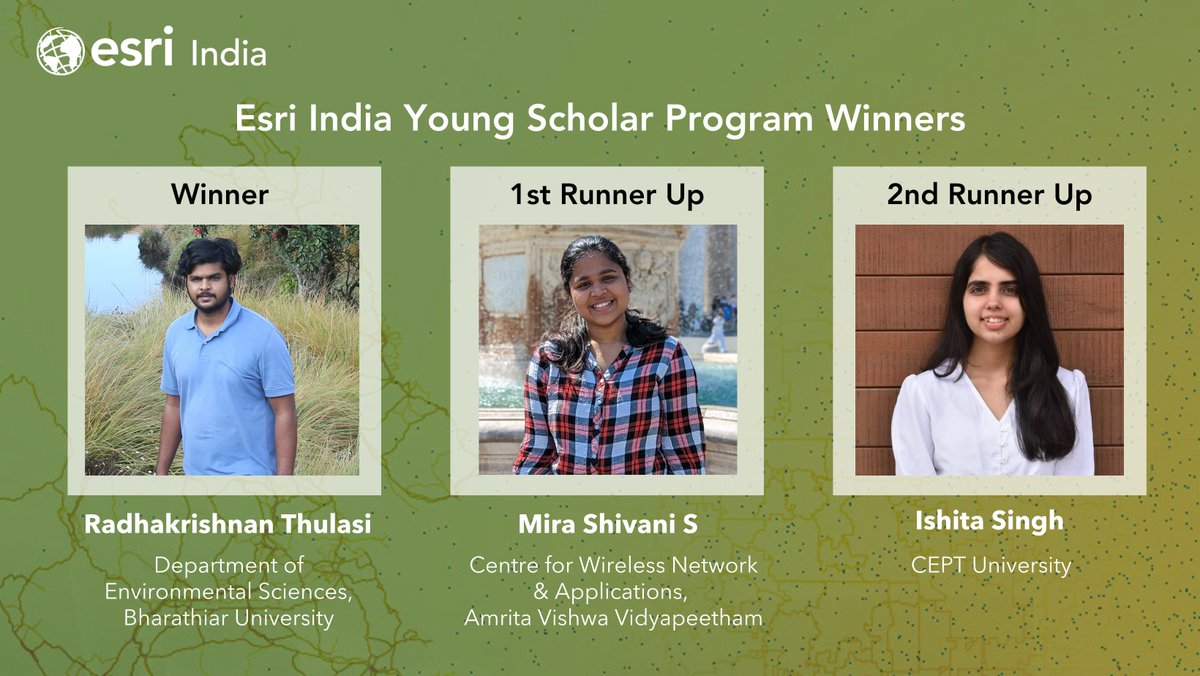 Esri India on Twitter: "After getting an overwhelming response to the Esri India Young Scholar ...