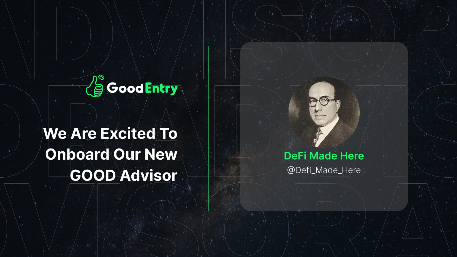 Good Entry on Twitter: "We're happy to welcome @DeFi_Made_Here as our new GOOD Advisor 🌿 Lot of ...