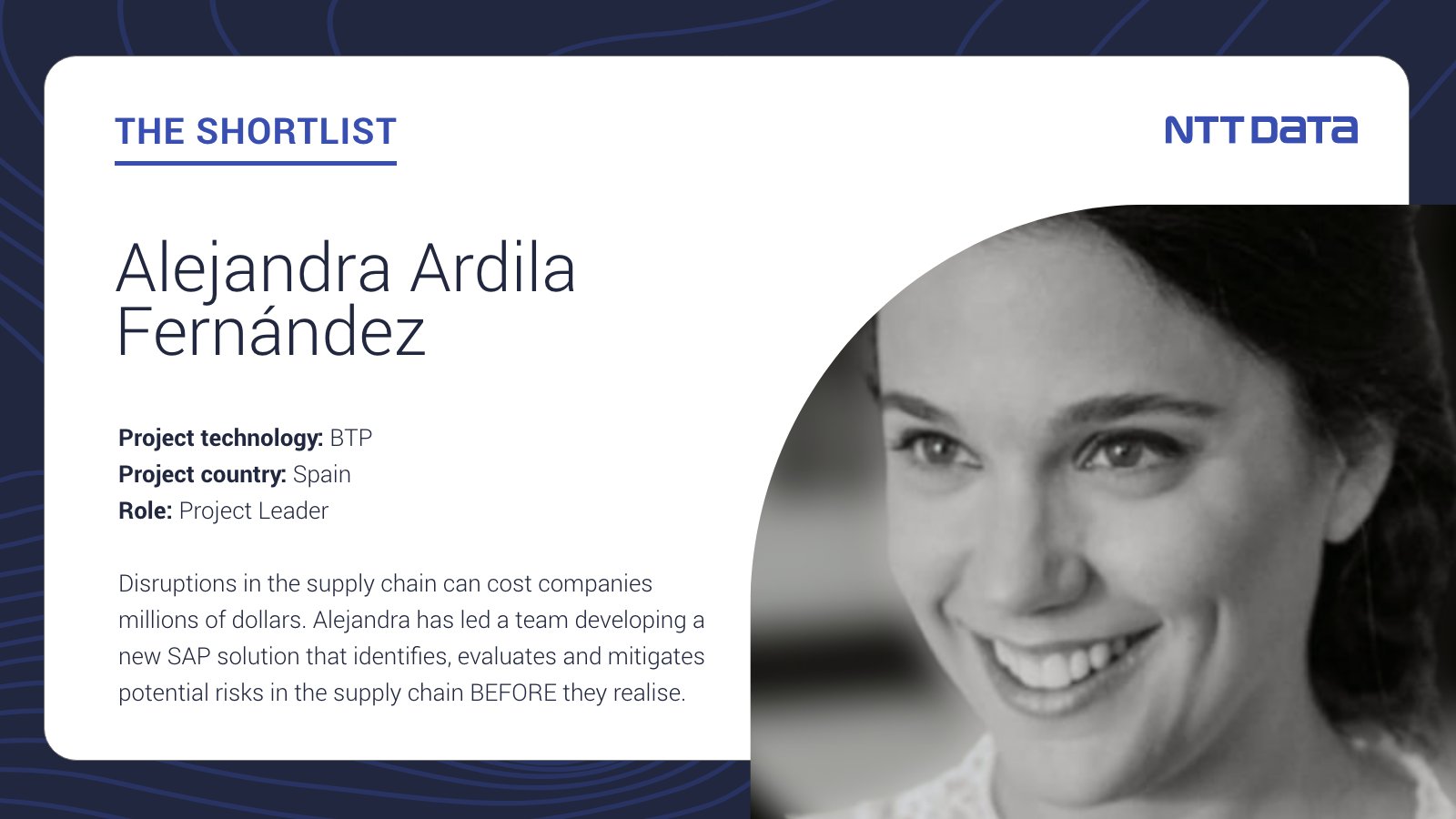 NTT DATA (Official) on Twitter: "5. Alejandra Ardila Fernández - Spain Vote here: https://t.co ...