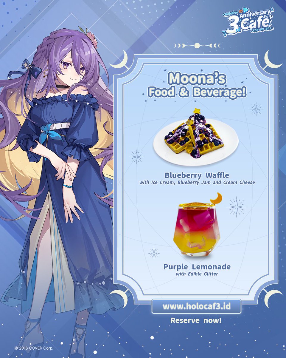 hololive ID 3rd Anniversary Cafe on Twitter: "Moon Moon~ Moona Dayo!🌙 Moona Hoshinova siap ...