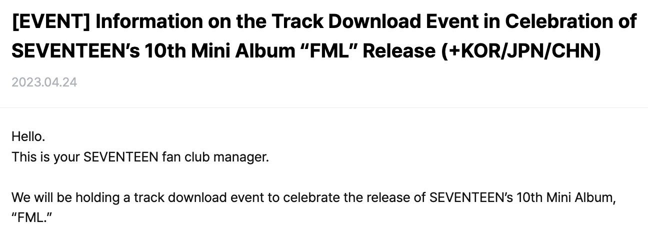 svt contents ☁️ on Twitter: "[#SVT_FML] Track Download Event in Celebration of SEVENTEEN's 10th ...