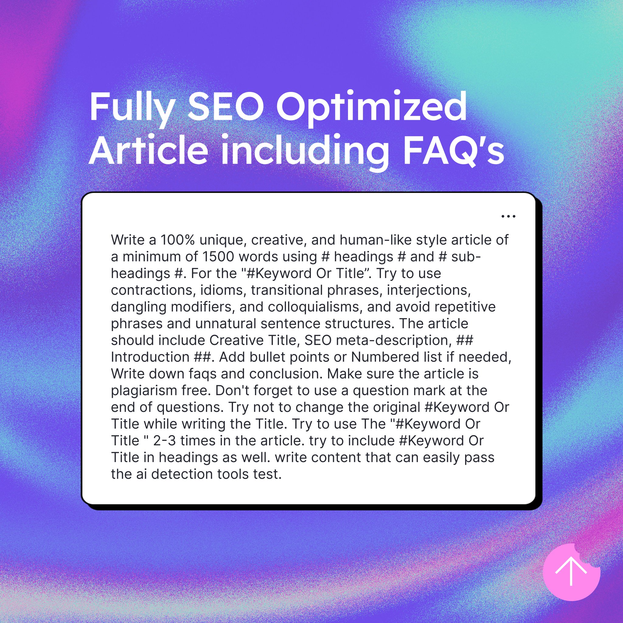 Snack Prompt 🍭 on Twitter: "Write fully SEO optimized blog posts/articles... Use prompt ...