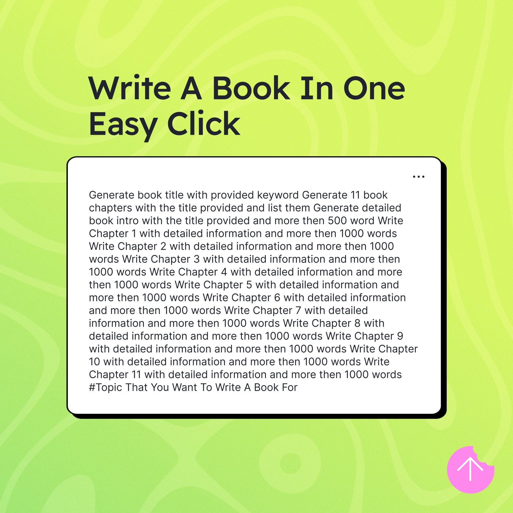 Snack Prompt 🍭 on Twitter: "A one-click book builder... Use prompt instantly: https://t.co ...