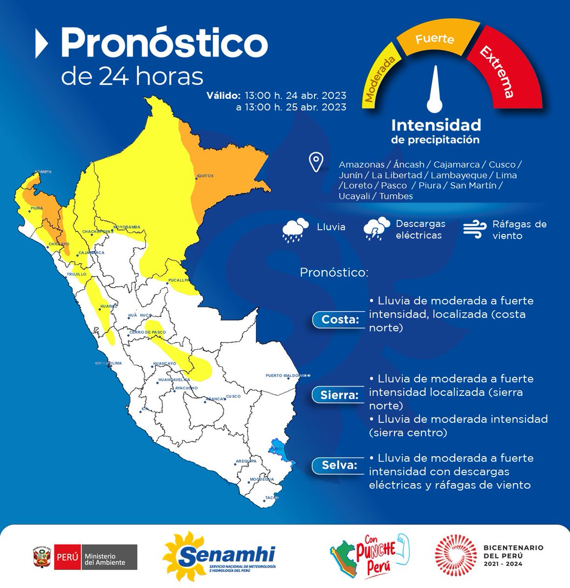 Senamhi On Twitter Sierra Se Espera Precipitaciones De Moderada A
