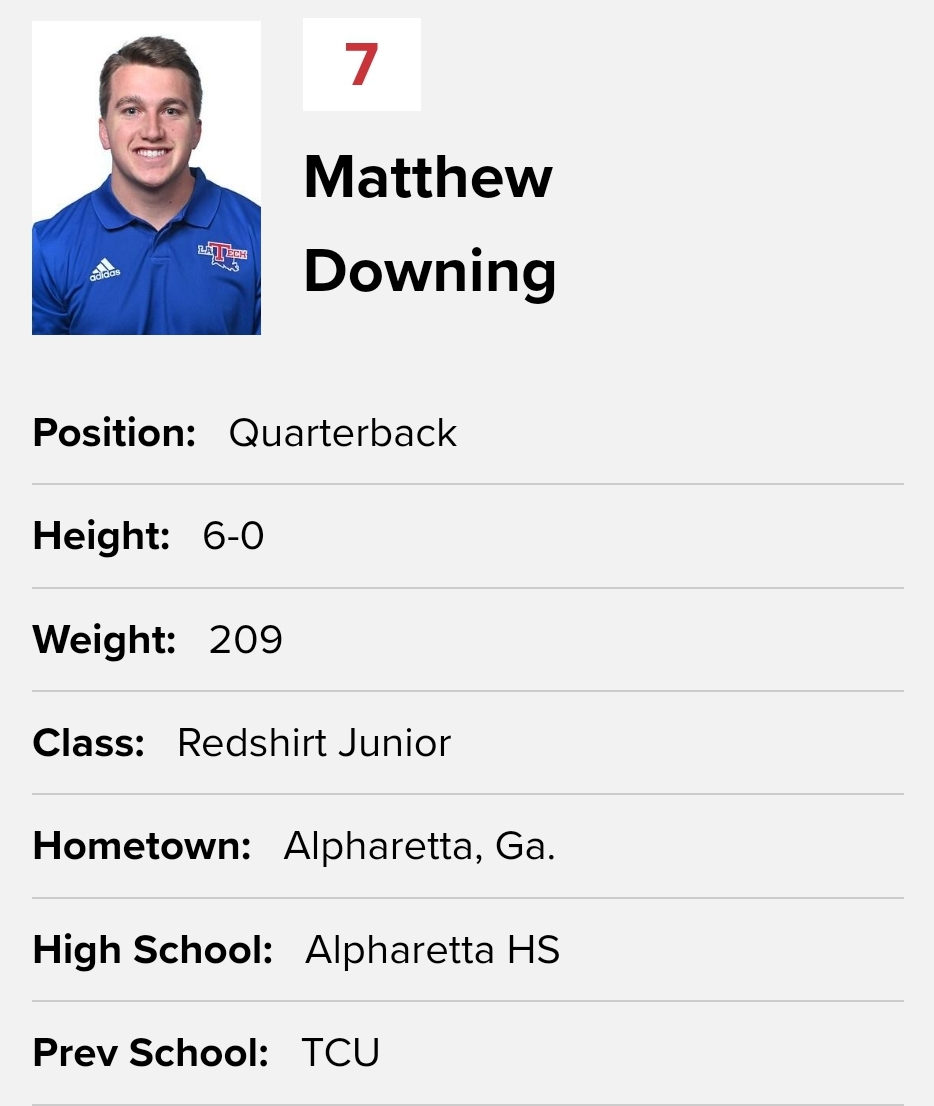 FarrellPortal on Twitter: "Louisiana Tech QB Matthew Downing, who transferred from Georgia to ...