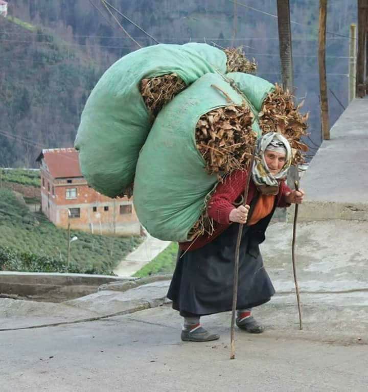 Woman Carrying Heavy Load