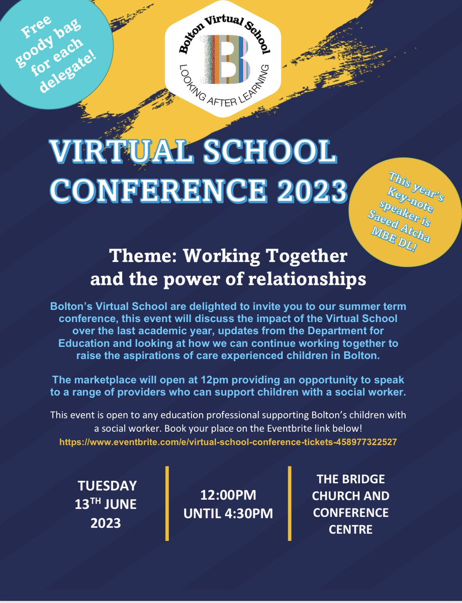 Bolton Virtual School on Twitter: "Half the tickets for our conference are booked up! This year ...