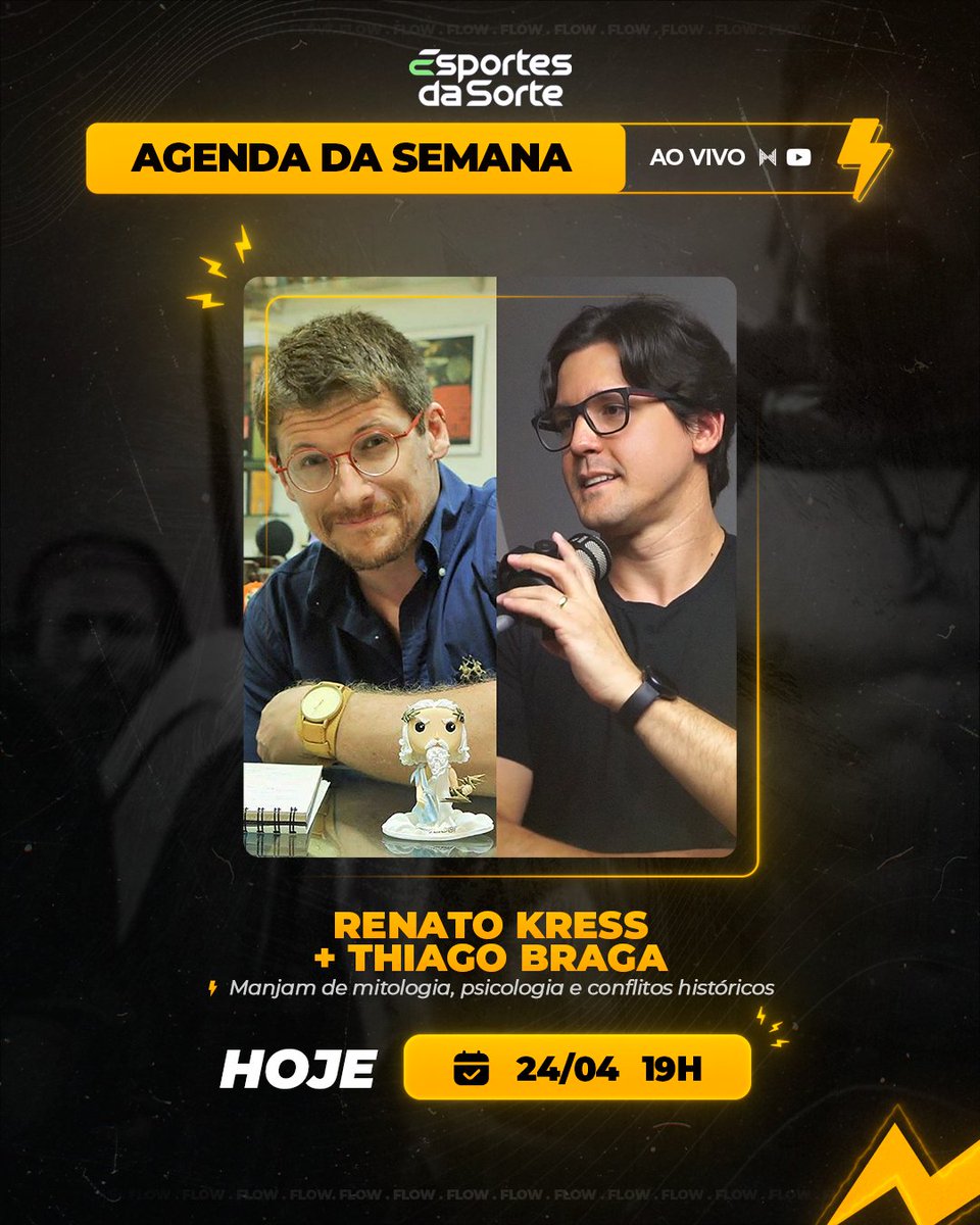 Flow Podcast on Twitter: "HOJE [24/04 - 19:00] Renato Kress + Thiago Braga 💛🌻"