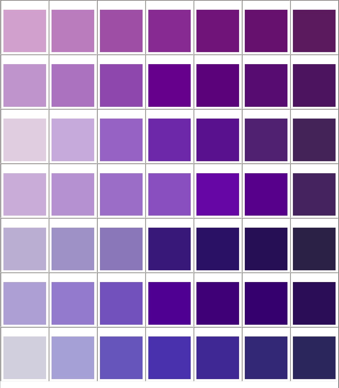 Purple Colour Chart