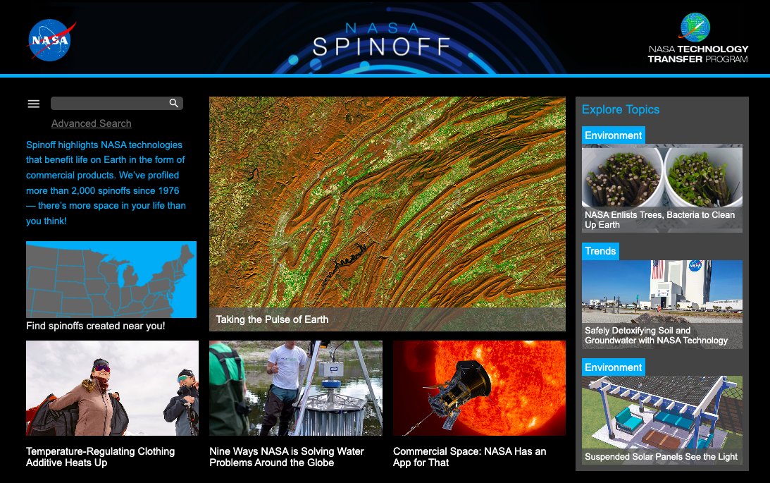 NASA research has led to the development of 2000+ commercialized products and services (called ...