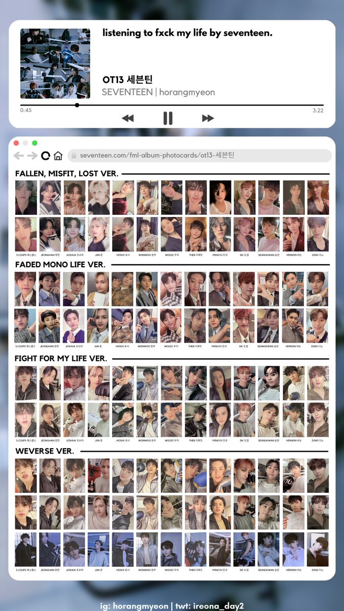 michu | missing moonbin 🌙 on Twitter: "COMPLETE 182/182 seventeen svt fml photocard pc template ...
