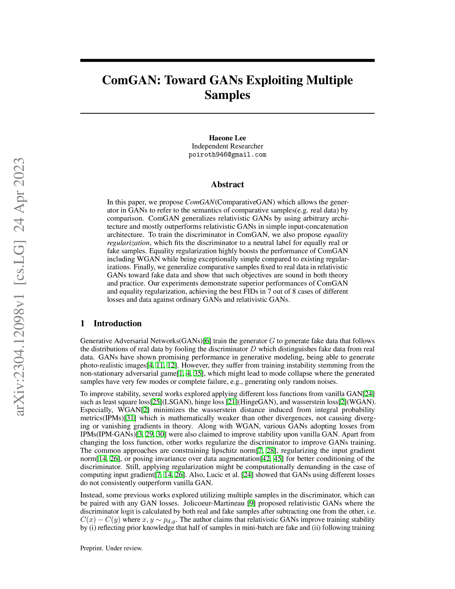 Semisance on Twitter: "ComGAN: Toward GANs Exploiting Multiple Samples https://t.co/KnDrEOqEcm ...