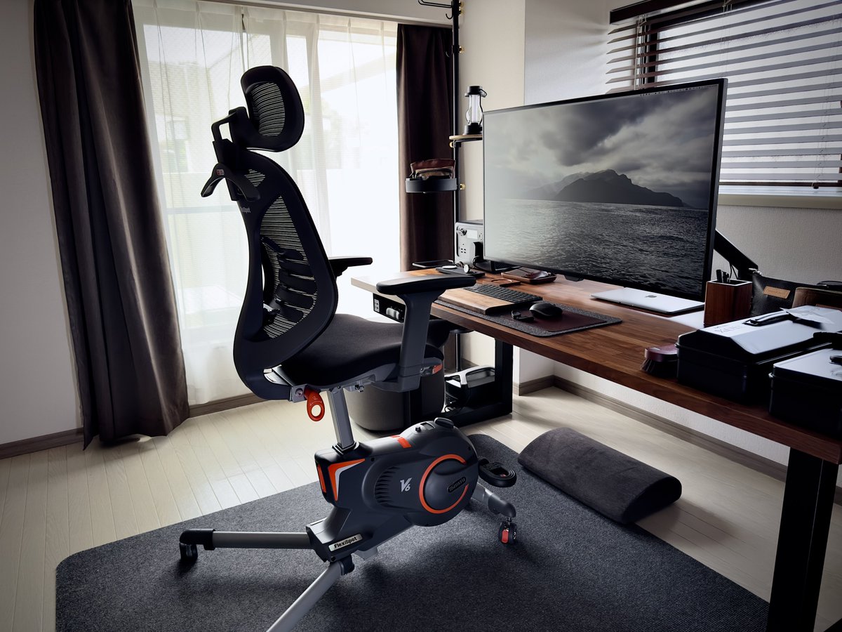 てず / Tezlog on Twitter: "FlexiSpot フィットネスチェア V6 ご提供頂きました。デスクチェアとエアロバイクが一体化。デスクチェア部分もしっかりしていて快適な ...