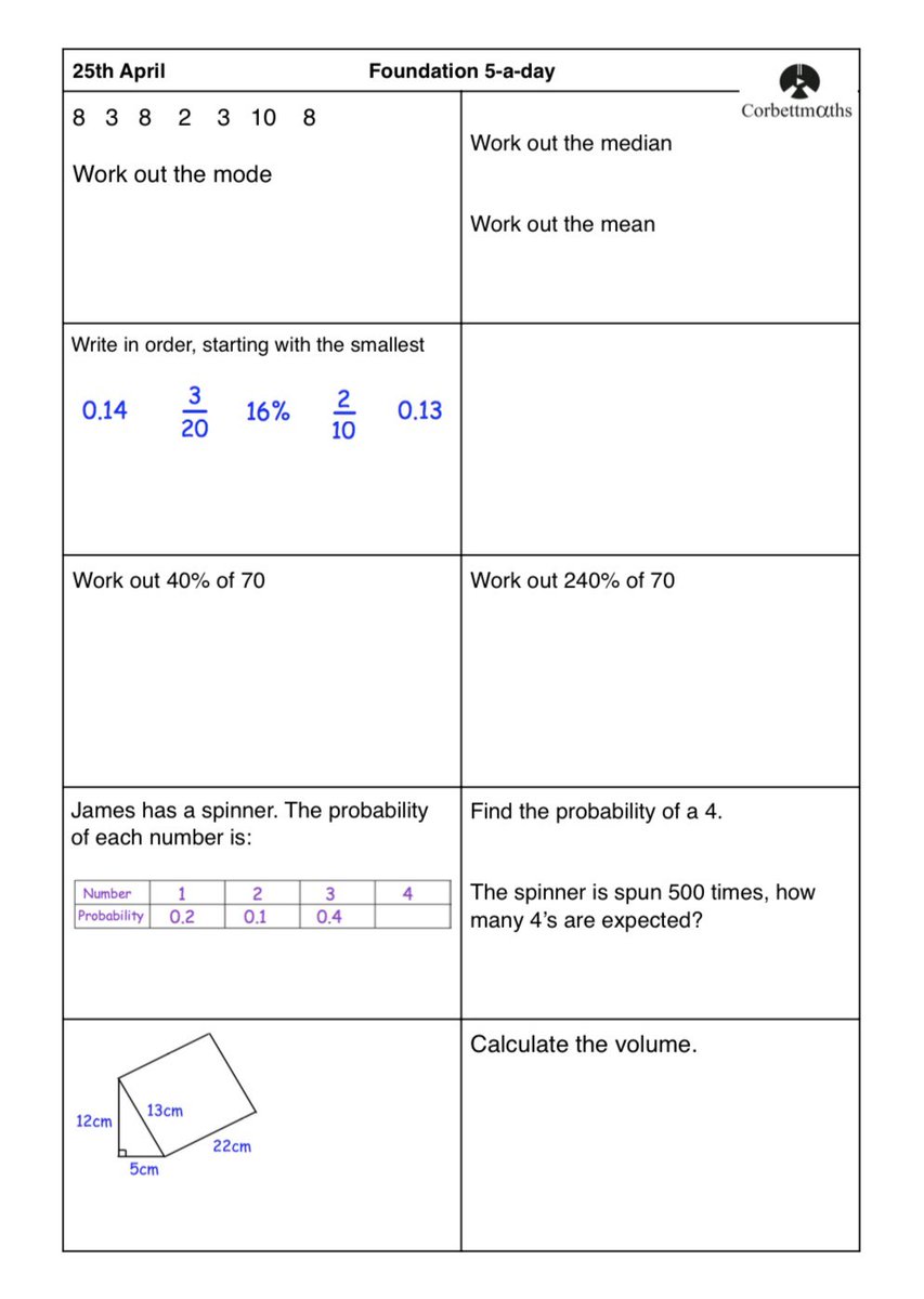 Corbettmaths on Twitter: "Studying for Foundation GCSE Maths? Try today's Foundation or the ...