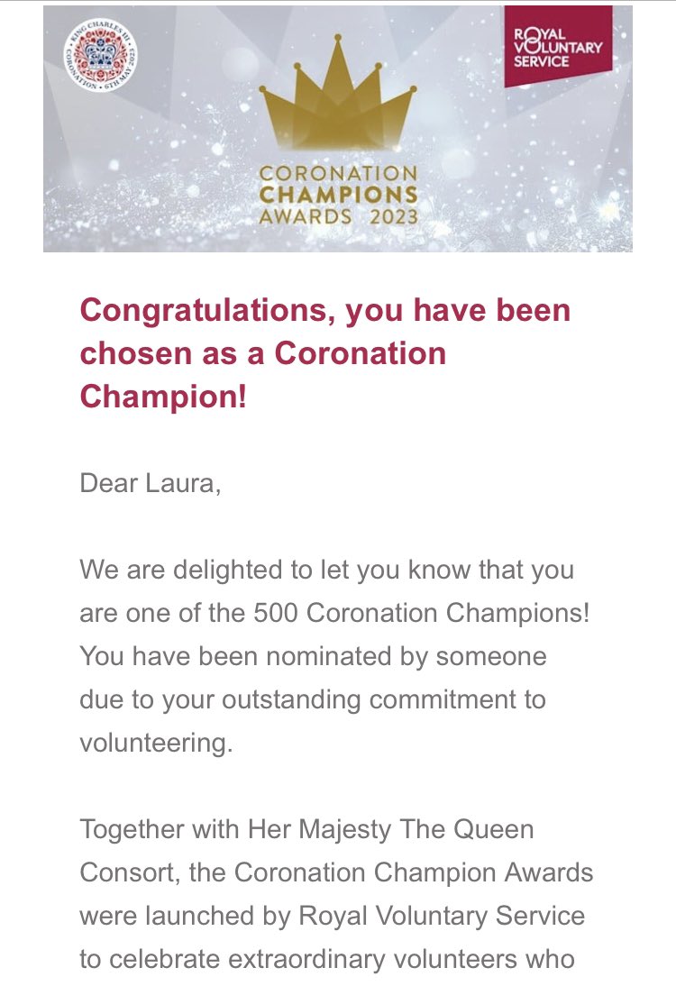 Laura Cottey on Twitter: "I’m so proud to be officially crowned a Coronation Champion! It’s an ...