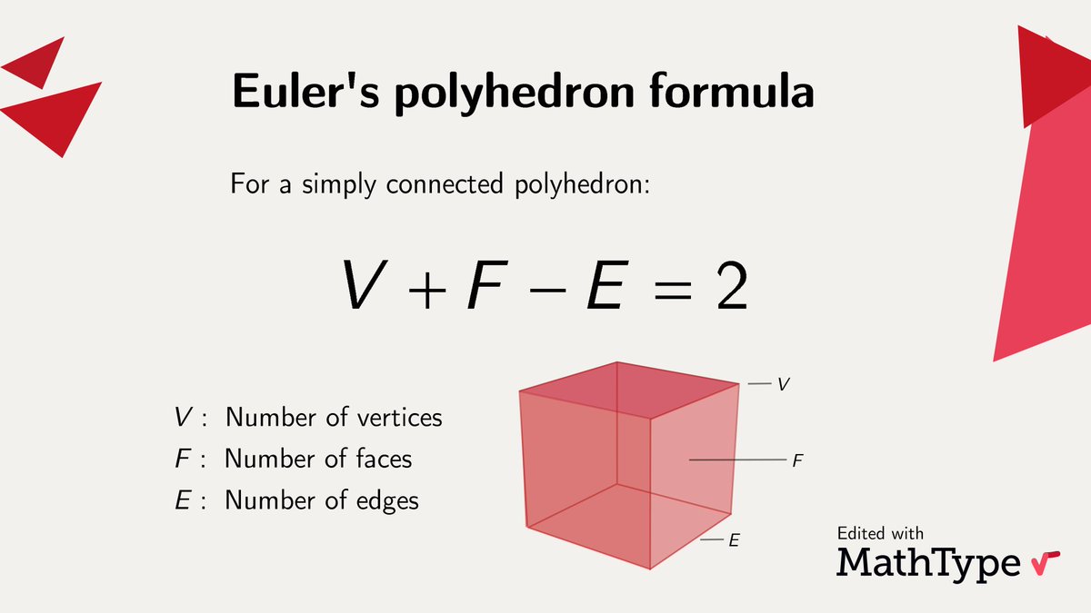 MathType on Twitter: "Euler's polyhedron formula reveals the hidden connections between a ...