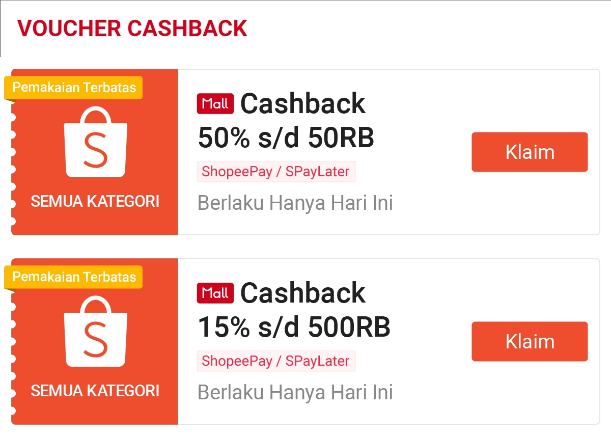 Pejuang Promo 🦸‍♂️ on Twitter: "Voucher Cashback - Shopee Mall Pesta Gajian | 26 Apr *CB 50% s/d ...