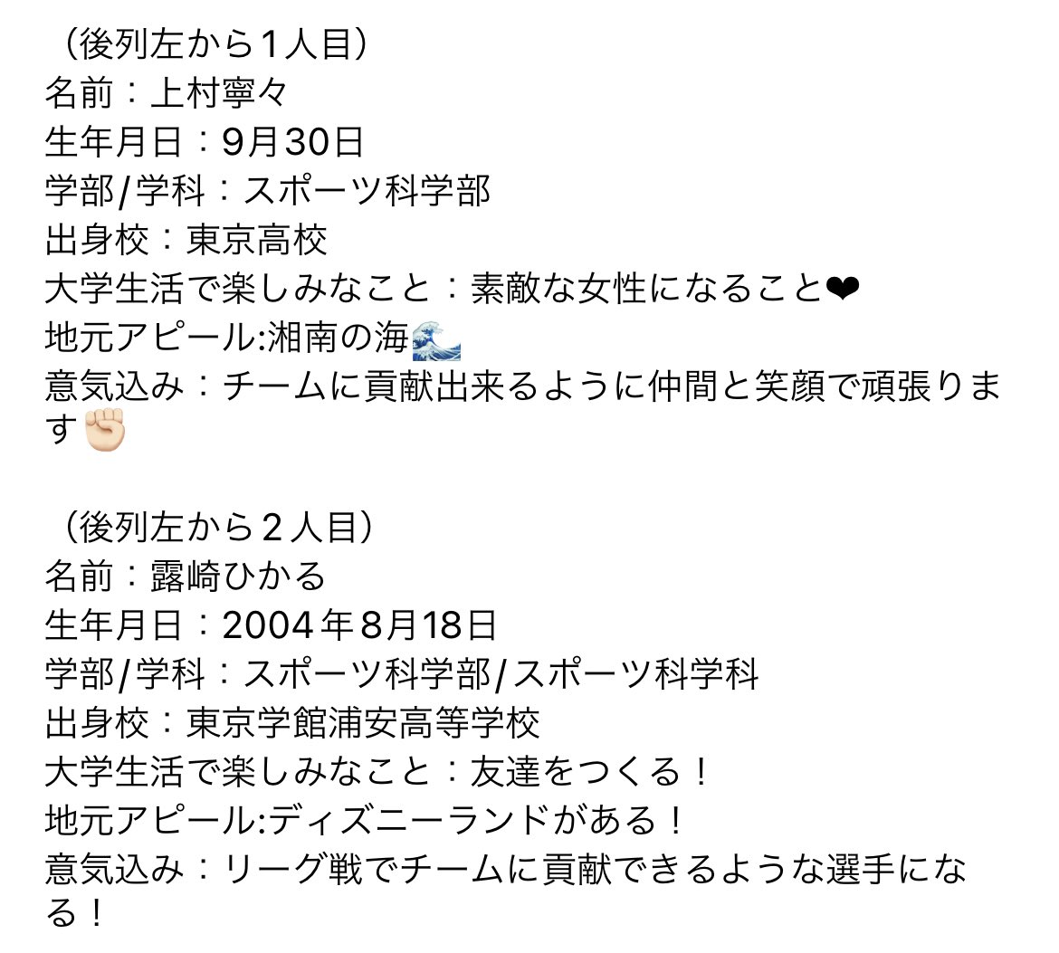 山梨学院大学女子テニス部 On Twitter こんばんは🌟 遅くなってしまいましたが、本日は新入生紹介第1弾です🌸💦 第1弾はスポーツ