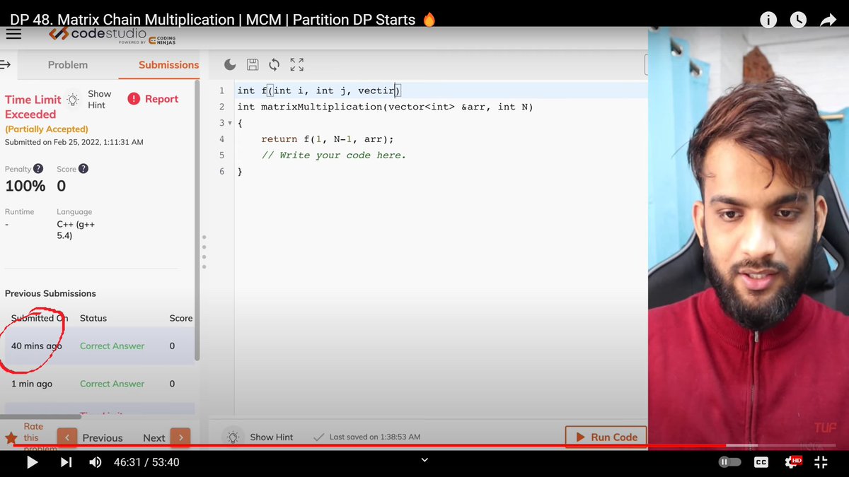 Striver on Twitter: "For every DP video The process👇🏼 1. Go through the problem, write all codes ...