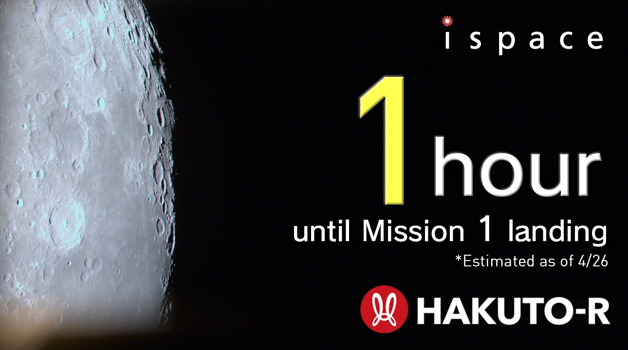 ispace on Twitter: "1 hour until our HAKUTO-R M1 scheduled landing on the Moon! Historic live ...
