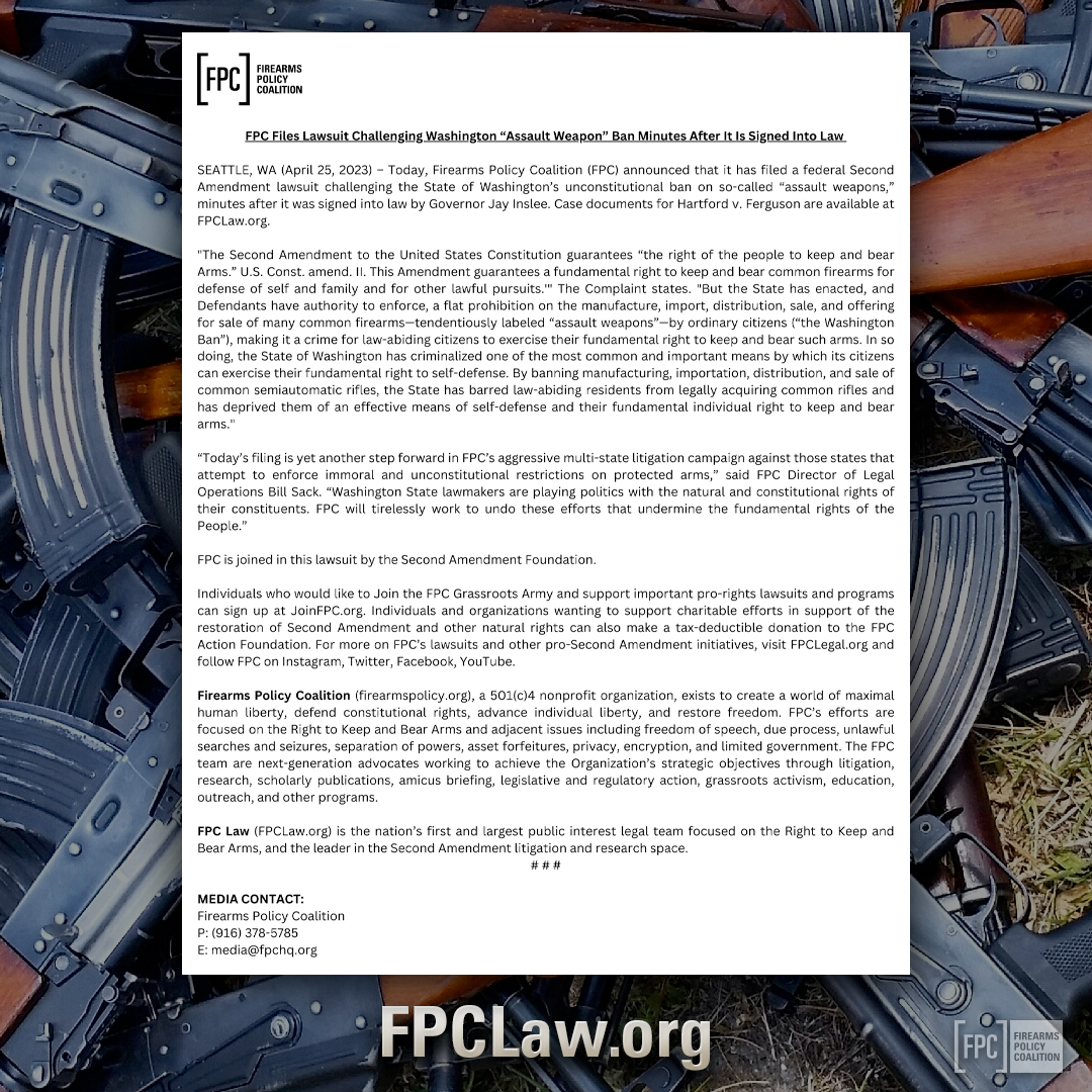 Firearms Policy Coalition on Twitter: "Today, FPC announced that it has filed a federal Second ...