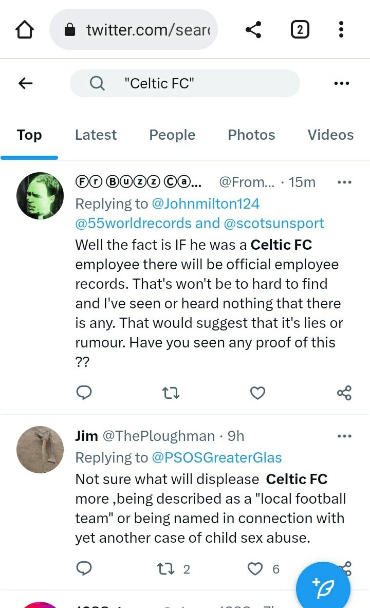 Celtic SC ©®™ on Twitter: "Celtic FC trending. The post is mostly paedo and claims CFC instead ...