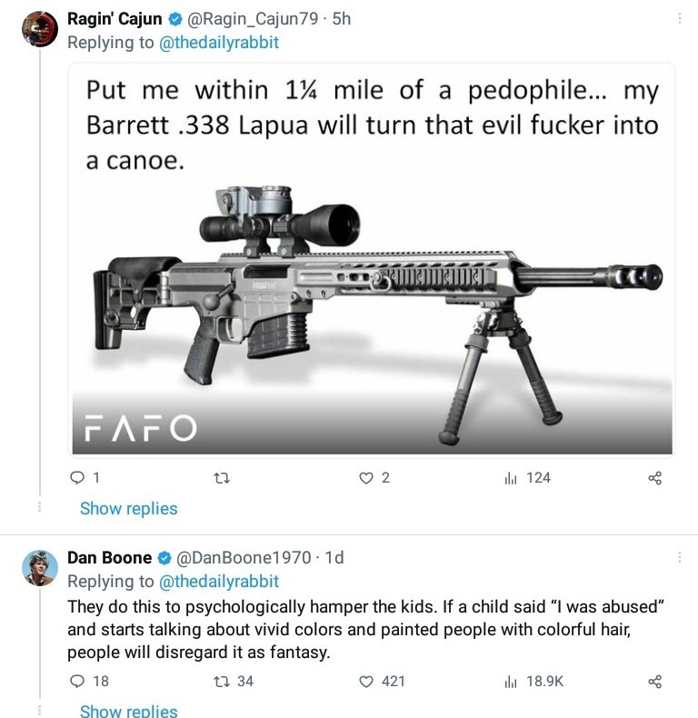 Qtalk on Twitter: "A QAnon/Pizzagate recruiting post has now over 1 million impressions. A reply ...