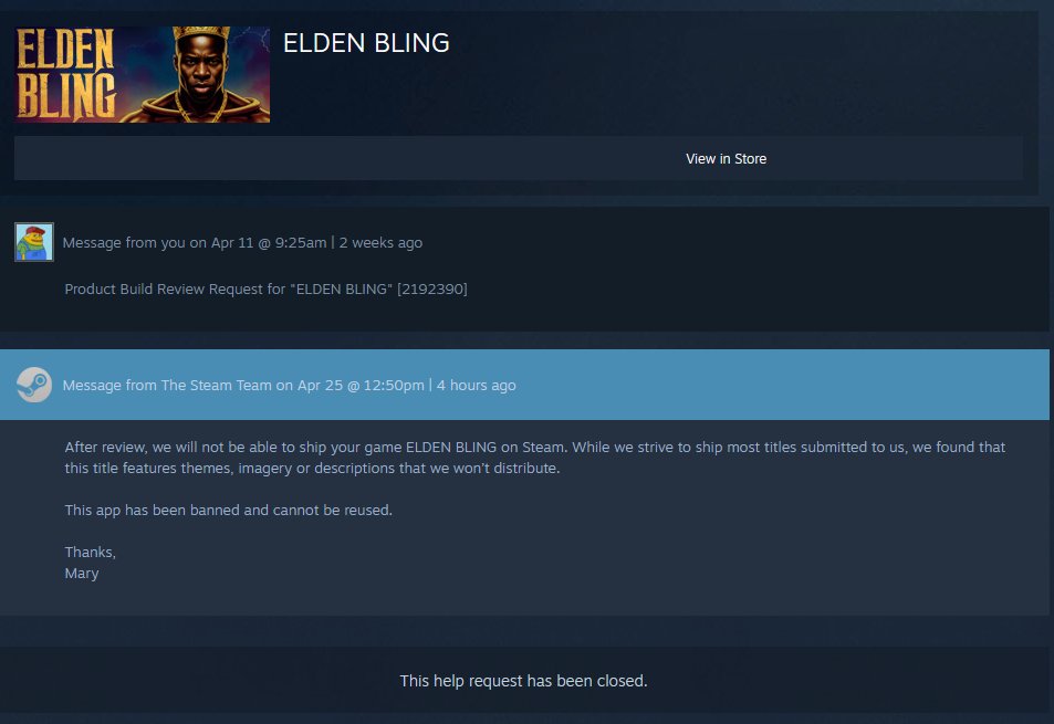 Team SNEED - CUCKOLD SIMULATOR - On Steam 🤡💀 on Twitter: "BREAKING: ELDEN BLING has been banned ...
