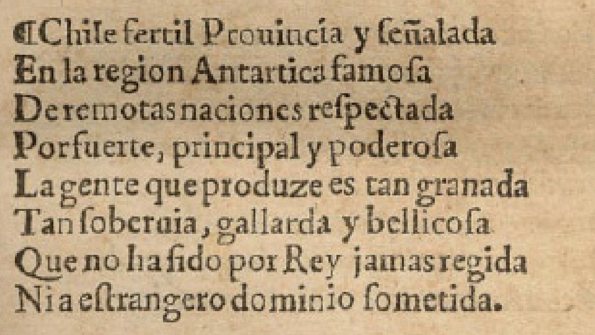 Historia de Chile on Twitter: "Edición de La Araucana en 1574. Alonso de Ercilla sobre Chile:"