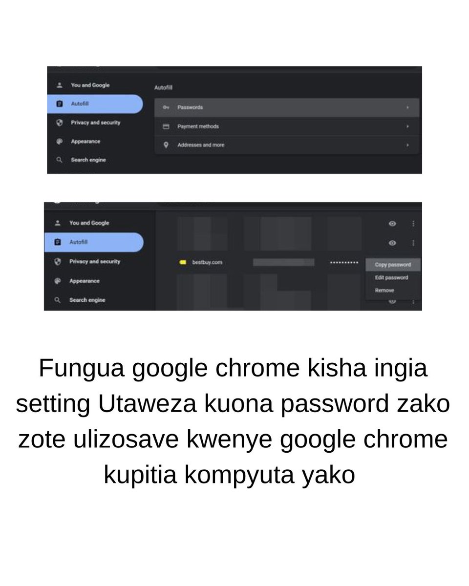 𝗧𝗮𝗯𝗶𝗮 𝘆𝗮 𝗸𝘂𝘀𝗮𝗵𝗮𝘂 𝗽𝗮𝘀𝘀𝘄𝗼𝗿d Watu wengi hawajui kuwa 𝗚𝗼𝗼𝗴𝗹𝗲 𝗰𝗵𝗿𝗼𝗺𝗲 wamekua wakituhifadhia password ...