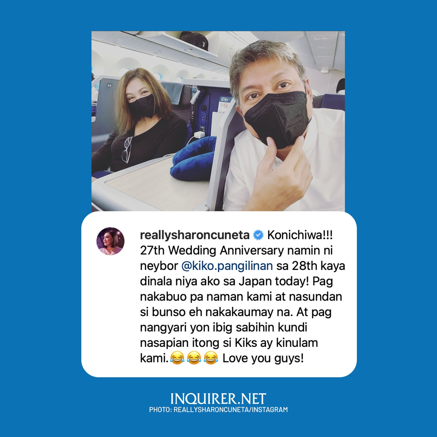 Inquirer on Twitter: "KONNICHIWA, SHARON AND KIKO! 🇯🇵🥰 LOOK: Sharon Cuneta and her husband ...