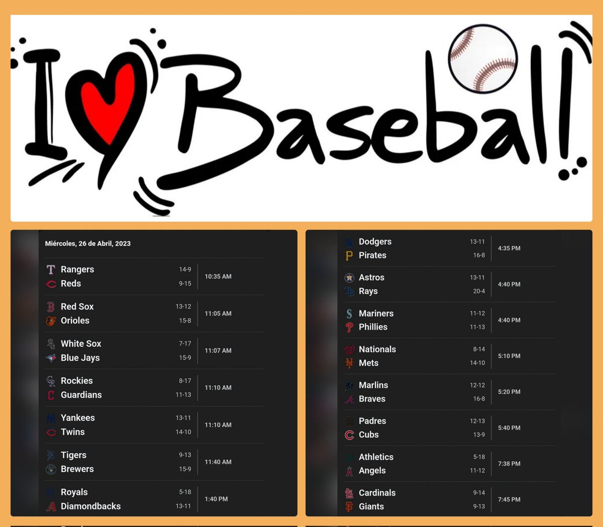 Invictos🏆 on Twitter: "RT @MisMarcadores_: #MLB ⚾️ #YoAmoElBeis Miéecoles 26 abril Horas de CRC"