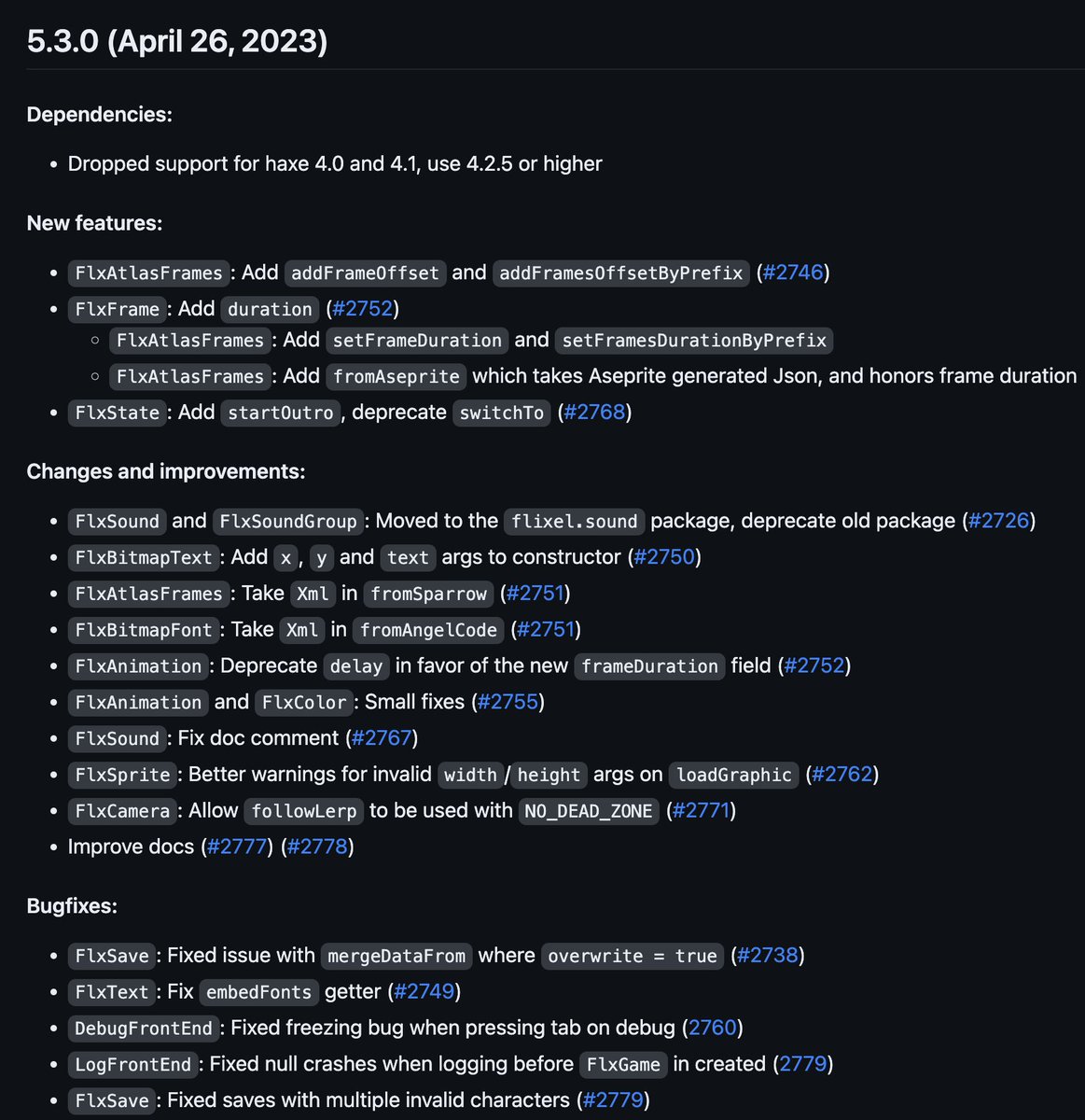 Haxeflixel On Twitter New Releases Flixel 5 3 0 Flixel Addons 3 1 0