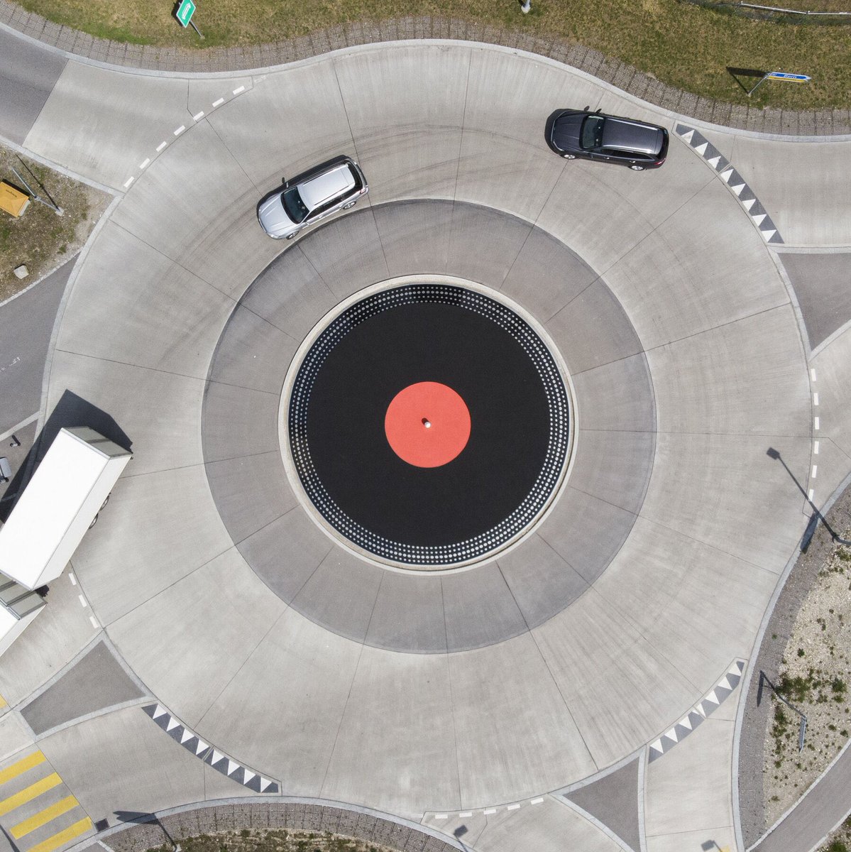 Present & Correct on Twitter: "Vinyl/record player roundabout, Switzerland. https://newlyswissed ...