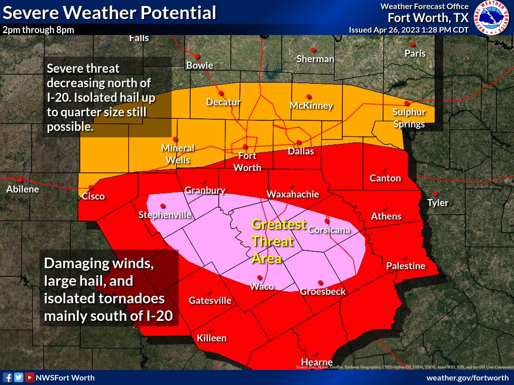 Nws Fort Worth On Twitter 1 40 Pm The Potential For Large Hail